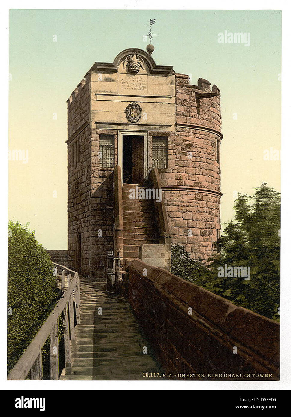 This photograph features King Charles' Tower, a historic structure ...