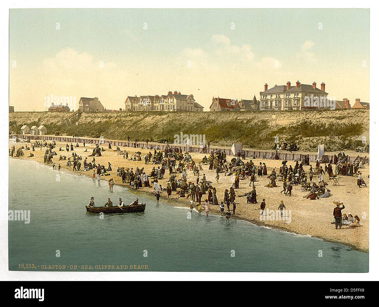 A photograph of the cliffs and beach at Clacton-on-Sea, located in ...