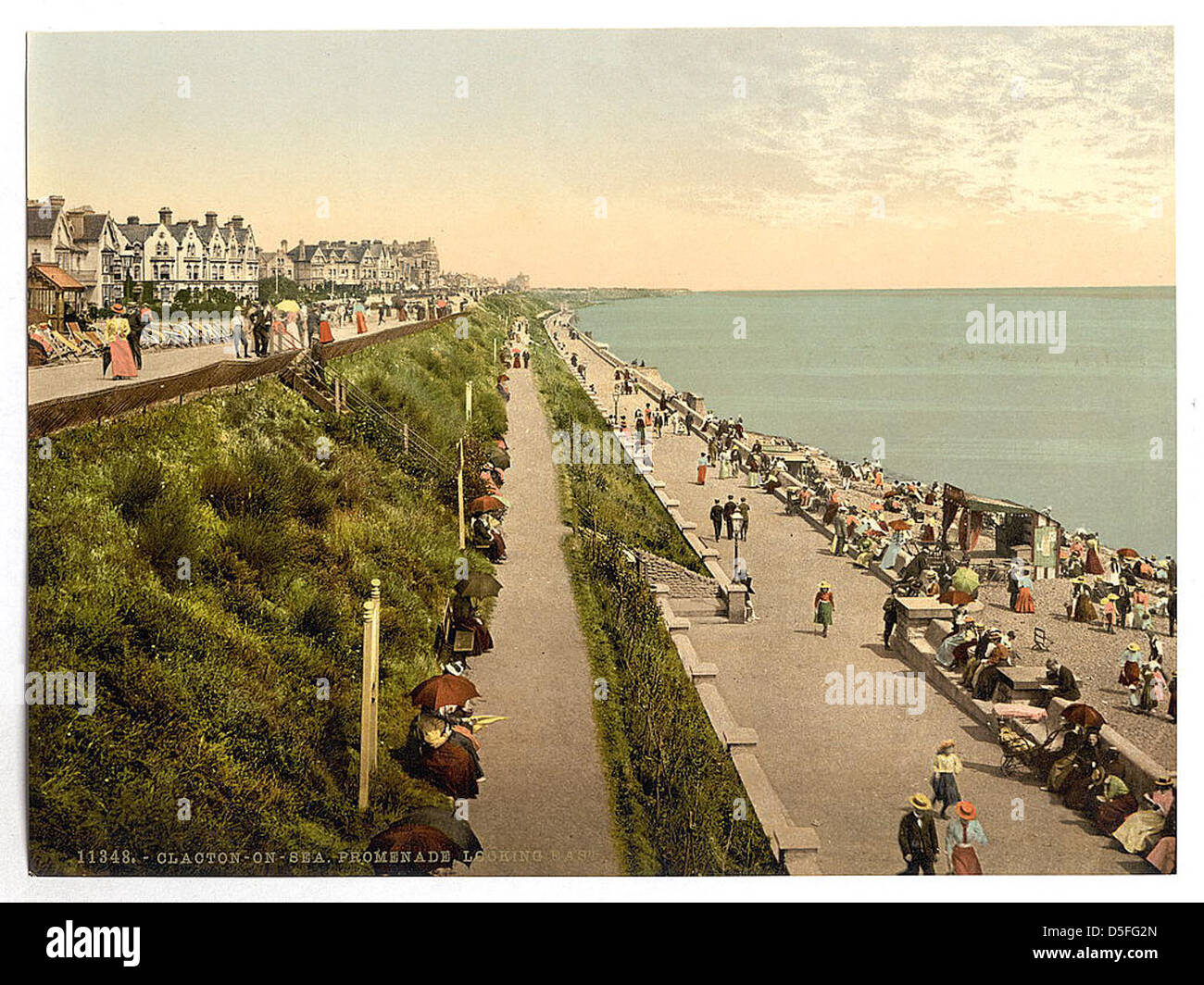 This image shows the promenade of Clacton-on-Sea, a popular seaside ...