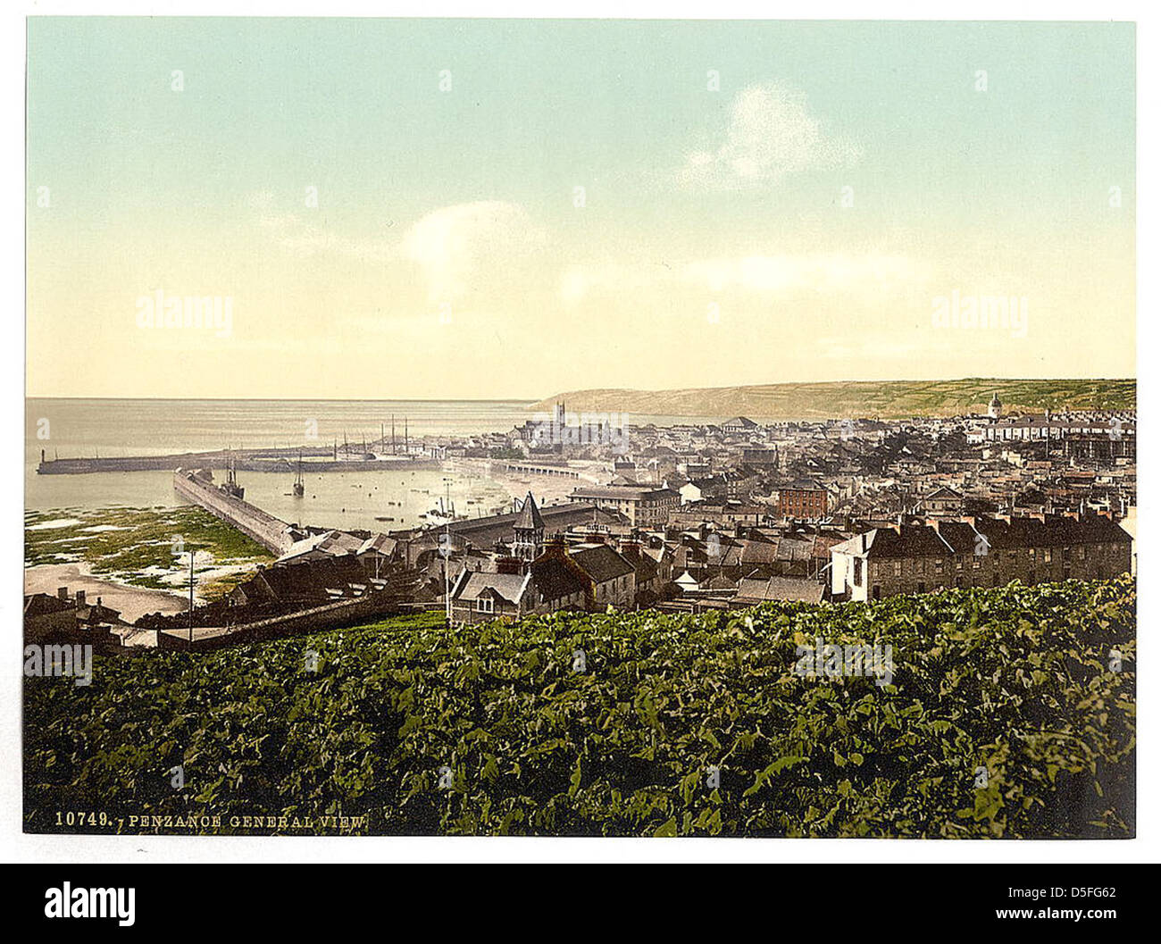 This image offers a general view of Penzance, a town located in ...
