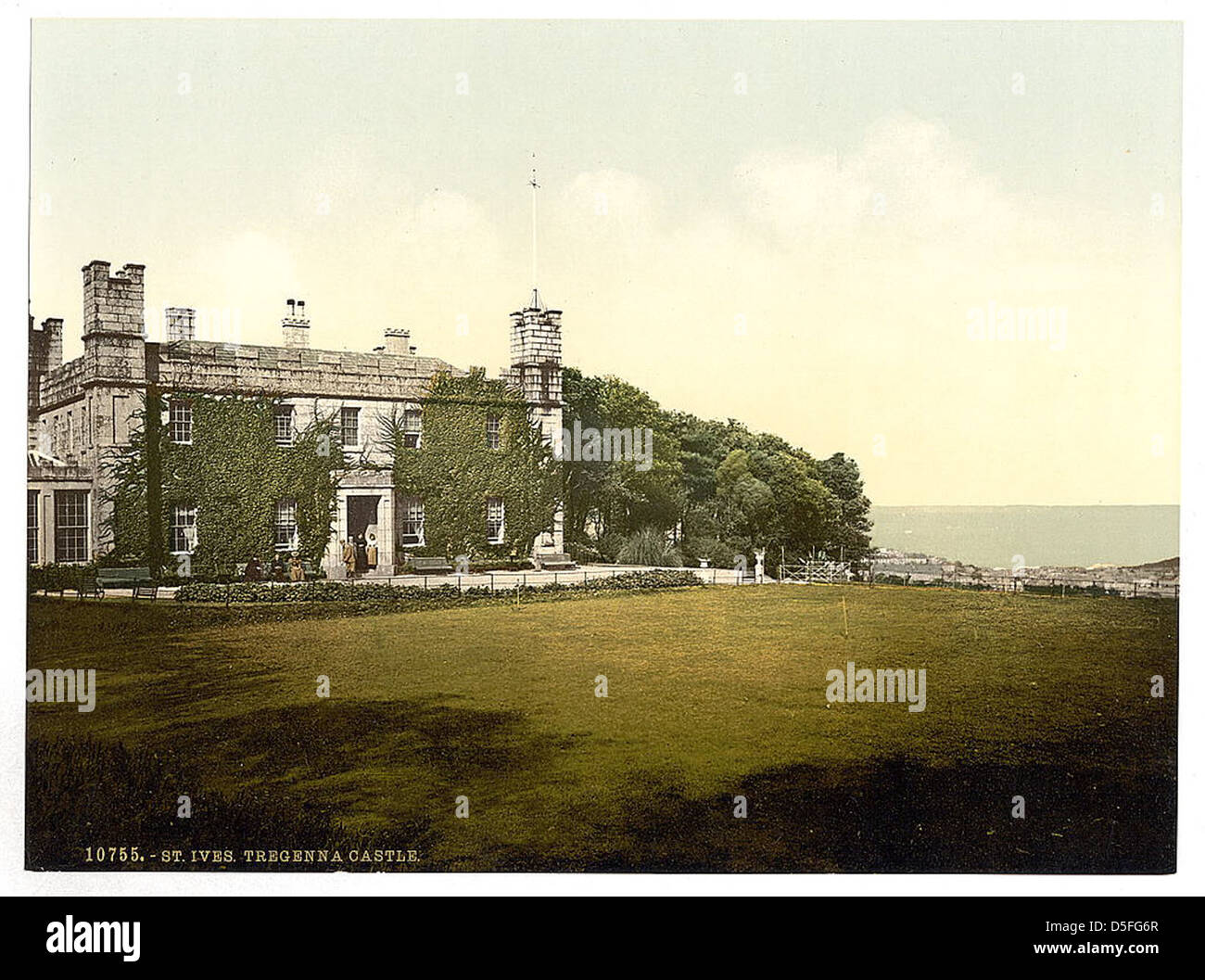 This photograph shows Tregenna Castle in St. Ives, Cornwall, England ...