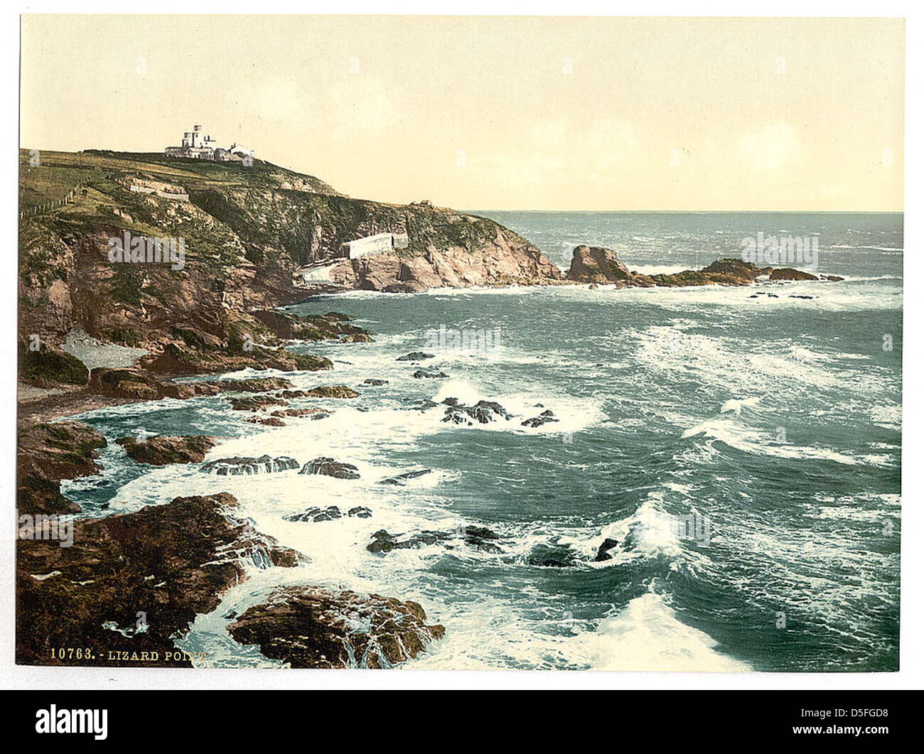 Lizard Point in Cornwall, England, is depicted as a coastal landmark ...