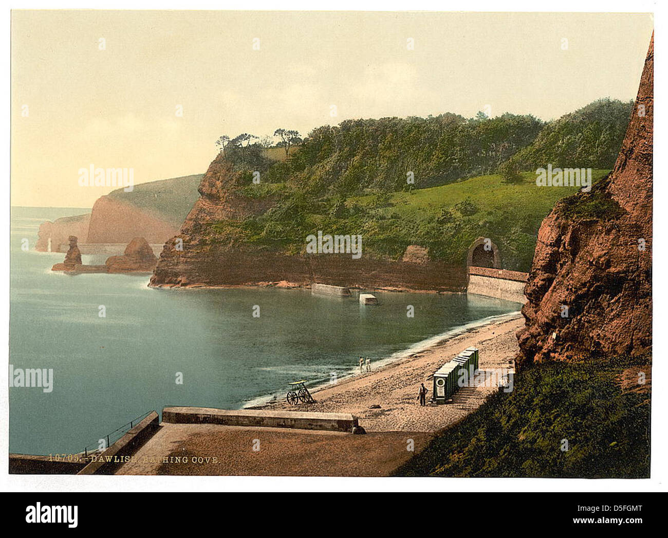 This photograph depicts a bathing cove in Dawlish, England. The image ...