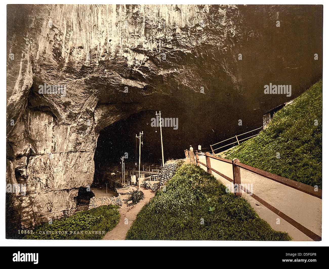 This image shows Peak Cavern, located in Castleton, Derbyshire, England ...