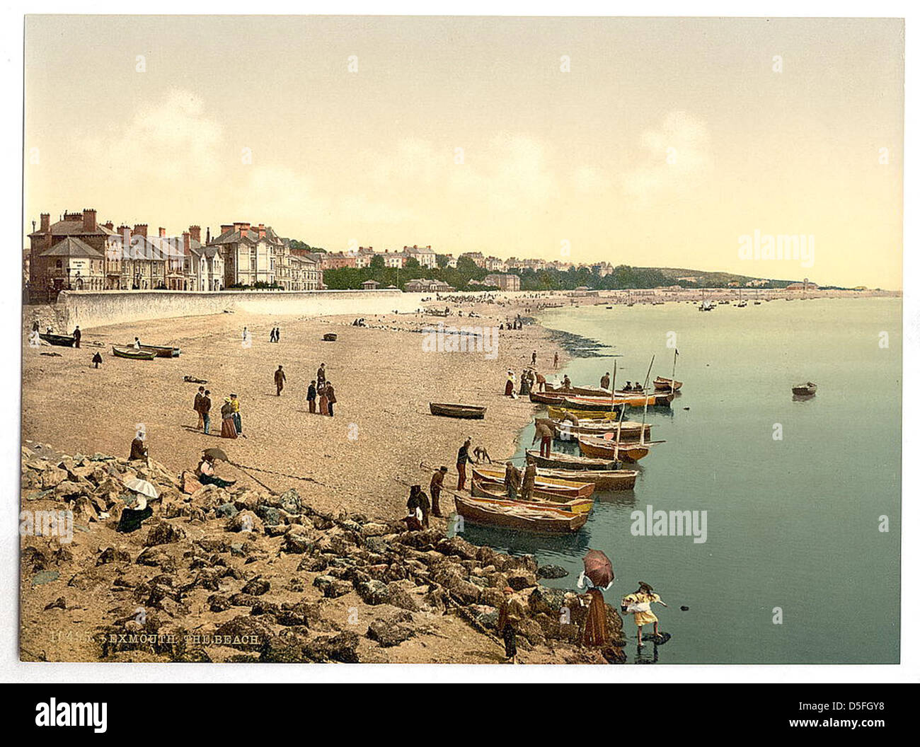 This image captures a scene of the beach in Exmouth, East Devon ...