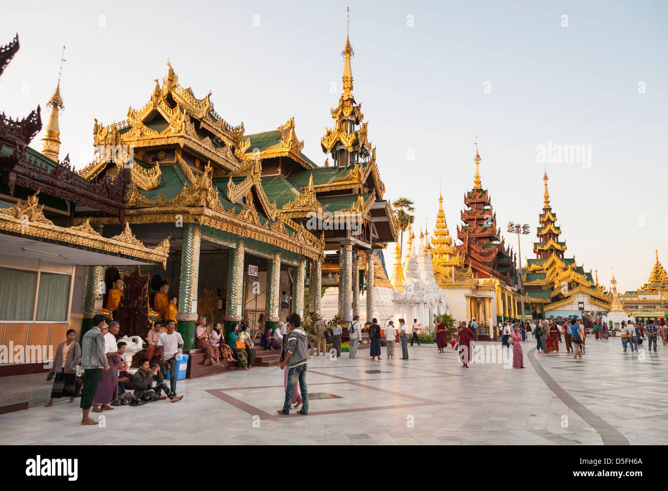 Buildings at Shwedagon Pagoda, Yangon (Rangoon), Myanmar, (Burma Stock ...