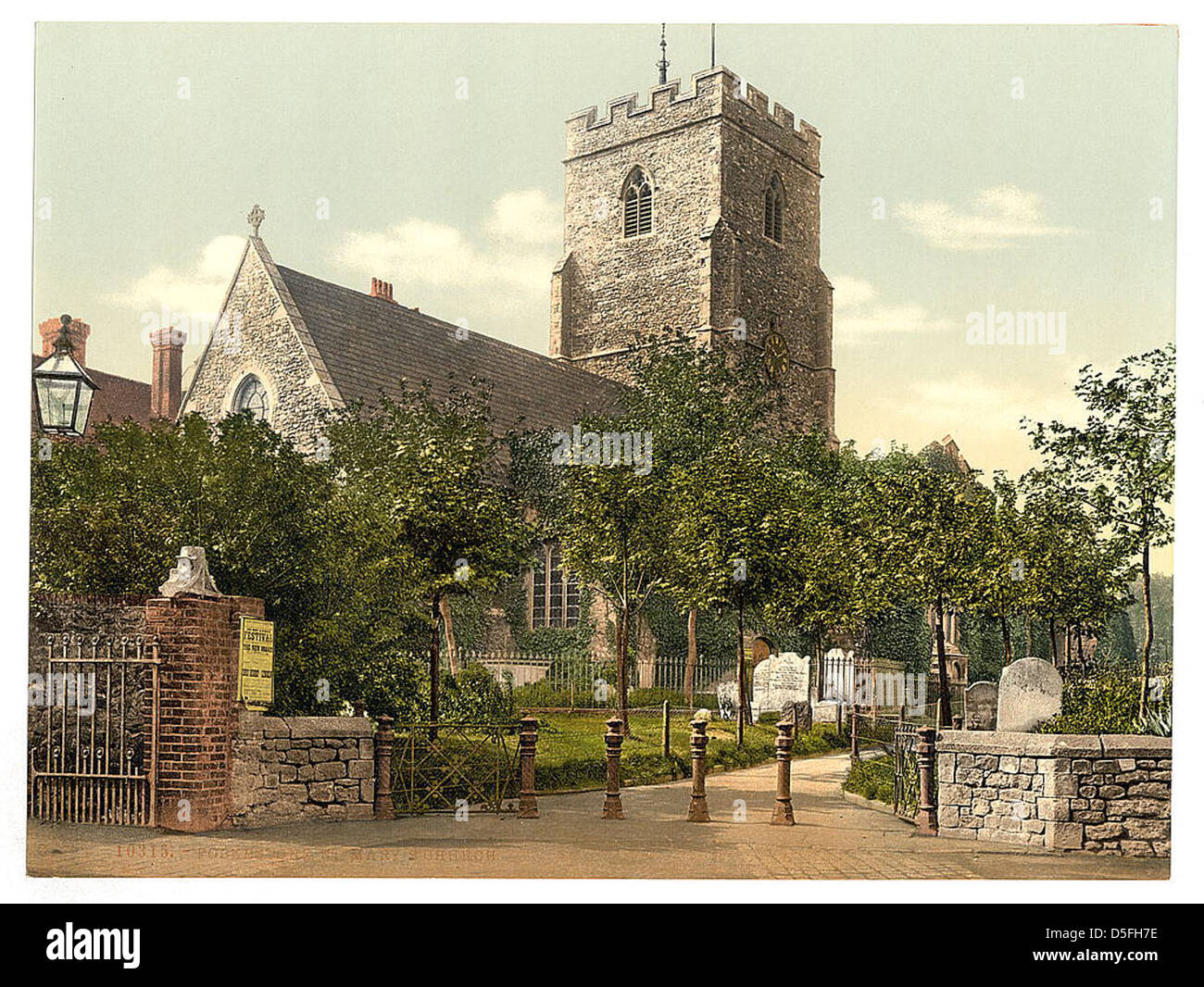 A historic photograph of St. Mary's Church in Folkestone, England. This ...