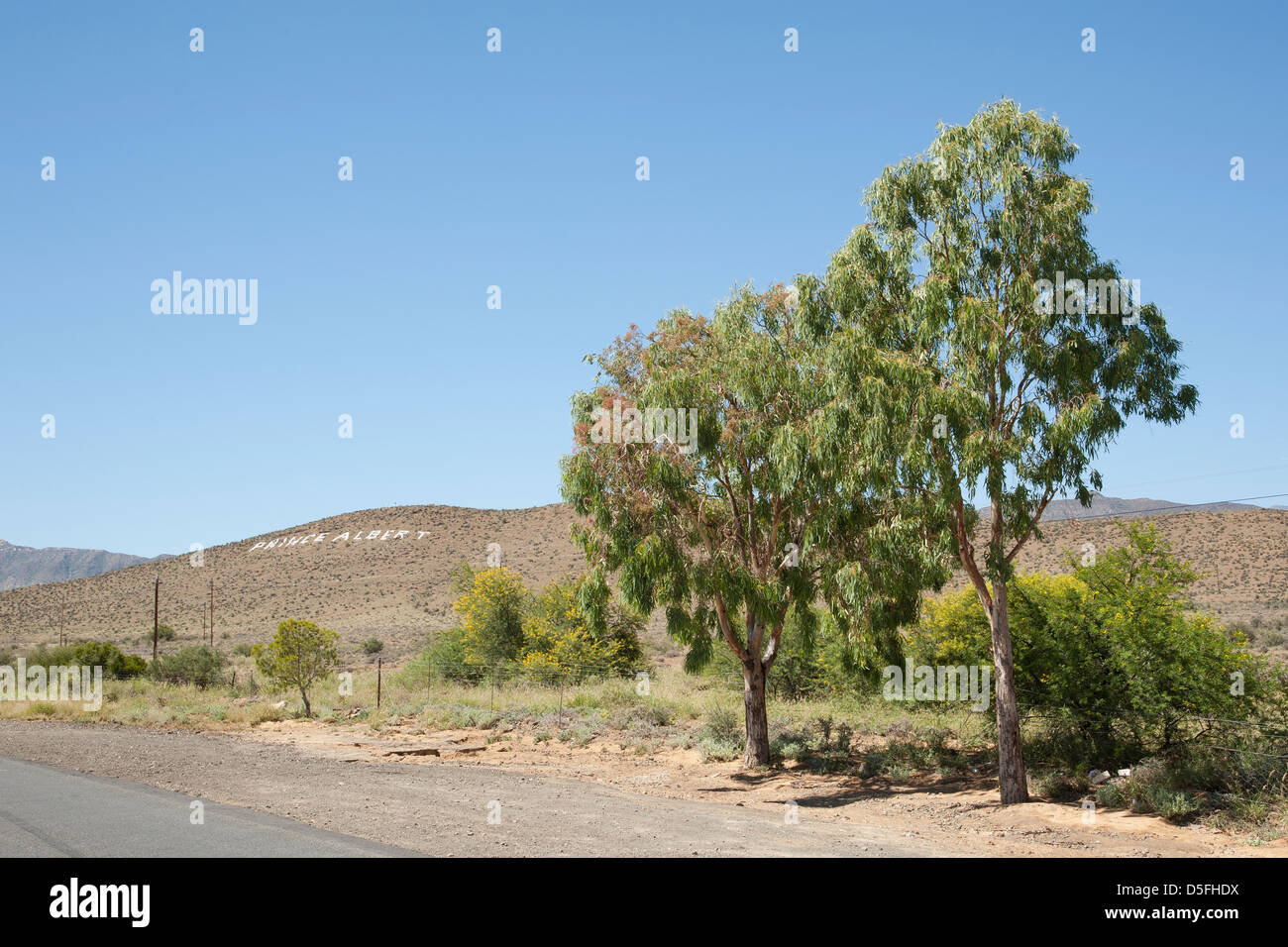 Prince Albert a small Karoo town with the name formed in stones on the ...