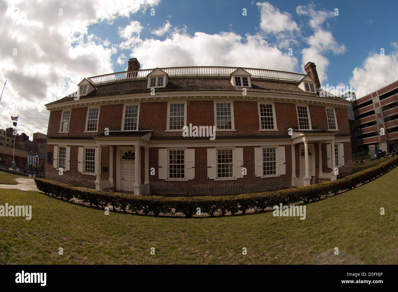State Historic Site Philipse Manor Hall is seen from Van der Donck Park ...