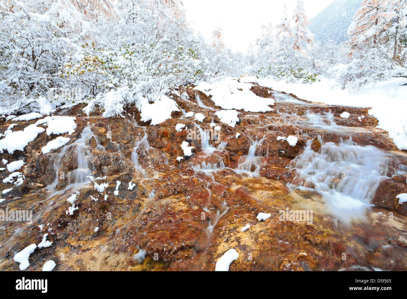 icy waterfalls at huanglong Stock Photo - Alamy