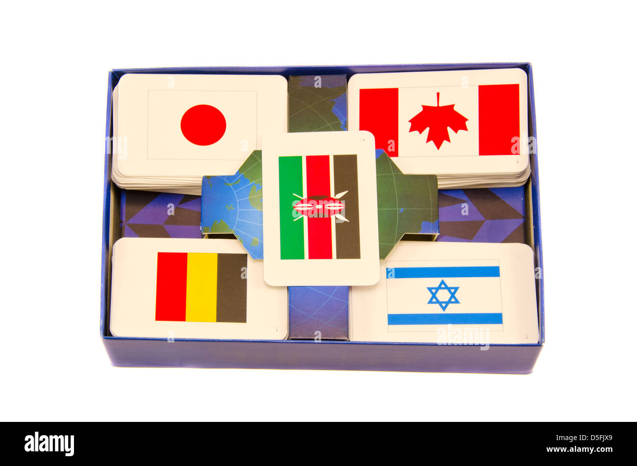 carboard box with world countries flags isolated on white background ...