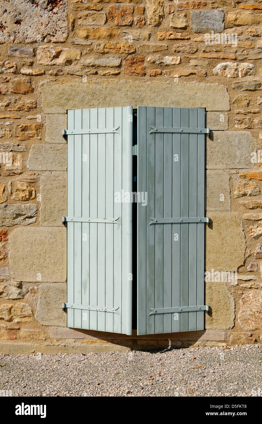Half closed shutter on a house near St Antonin Noble Val, France Stock ...