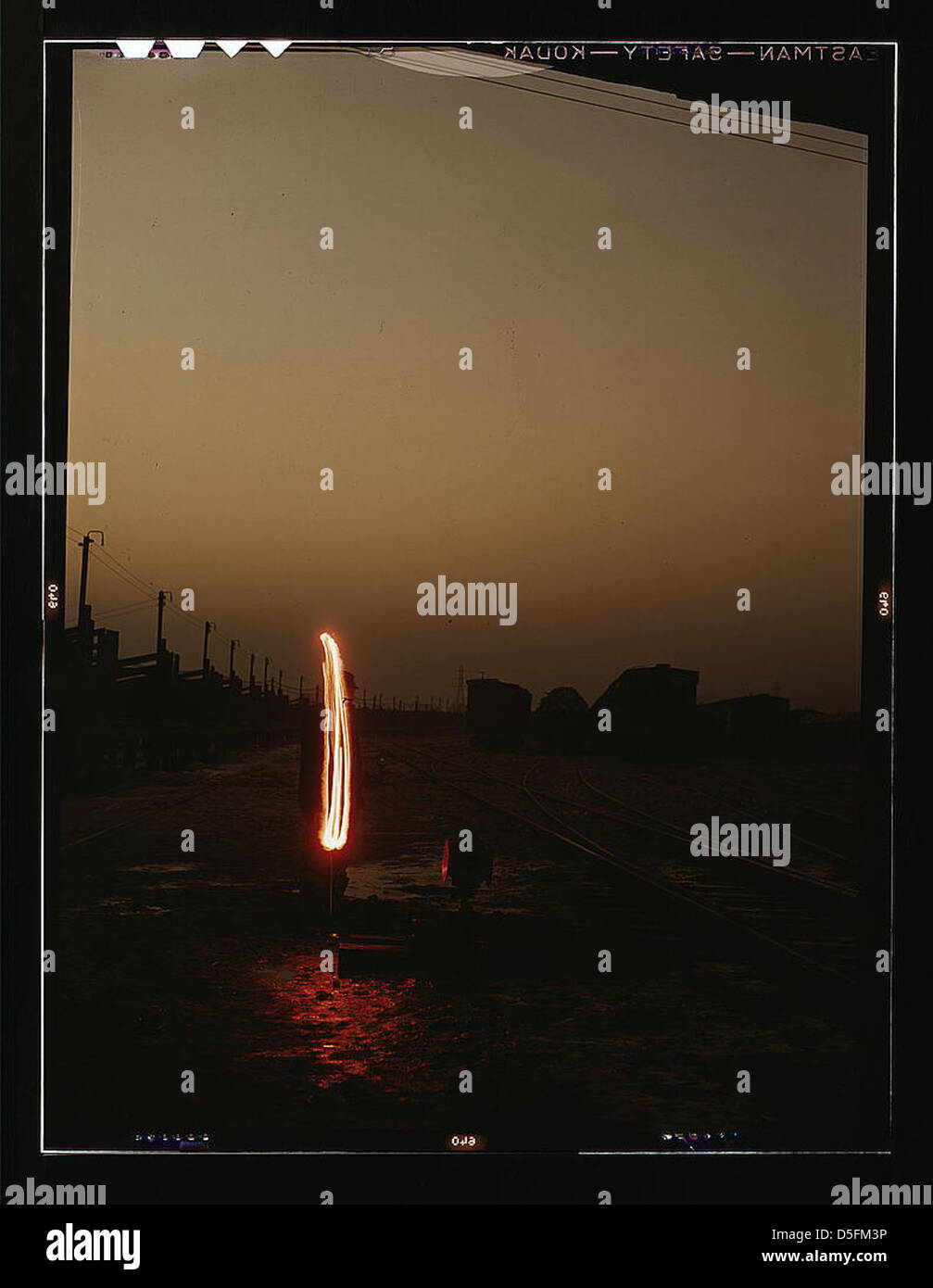 Indiana Harbor Belt RR, switchman demonstrating signal with a fusee ...