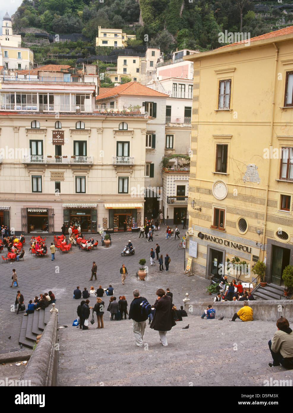 Italy Campania Amalfi Coast Amalfi Cathedral steps and square Stock ...
