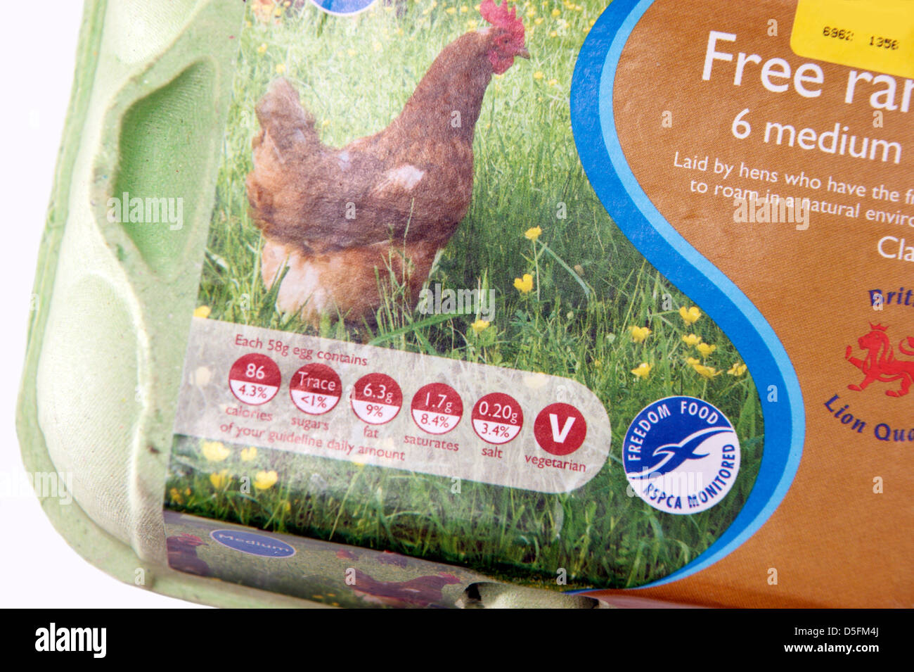 A box of free range eggs with the RSPCA freedom food logo / sign ...