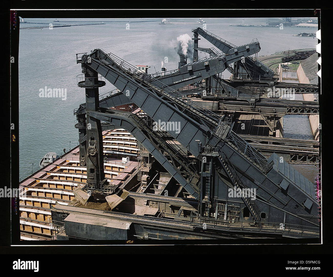The image depicts the Pennsylvania Railroad ore docks in Cleveland ...