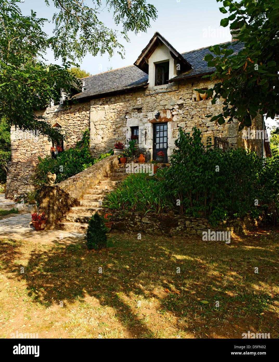 Traditional stone house, near La Rouquette, Aveyron, France Stock Photo ...