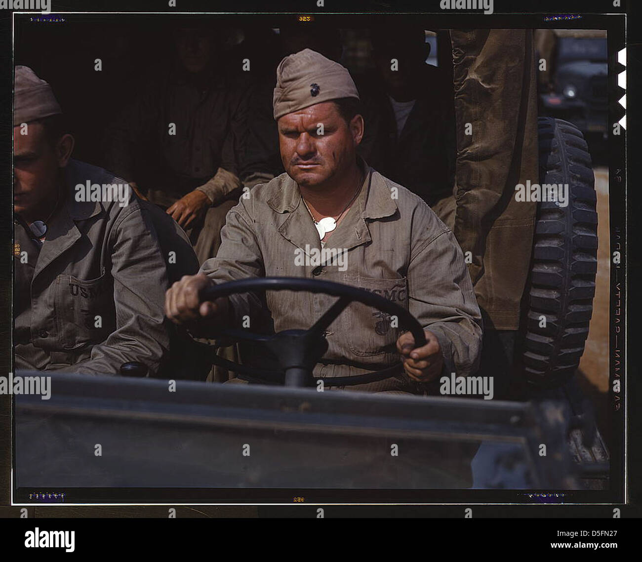 A photograph of a Marine truck driver stationed at Camp Lejeune in 1942 ...