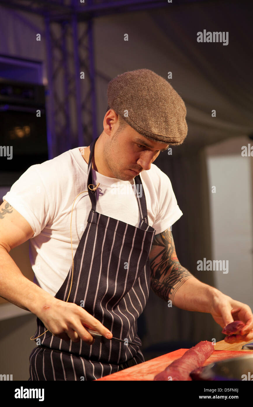 Chester, Cheshire, UK Easter Monday 1st April, 2013. Chef Gary Usher ...