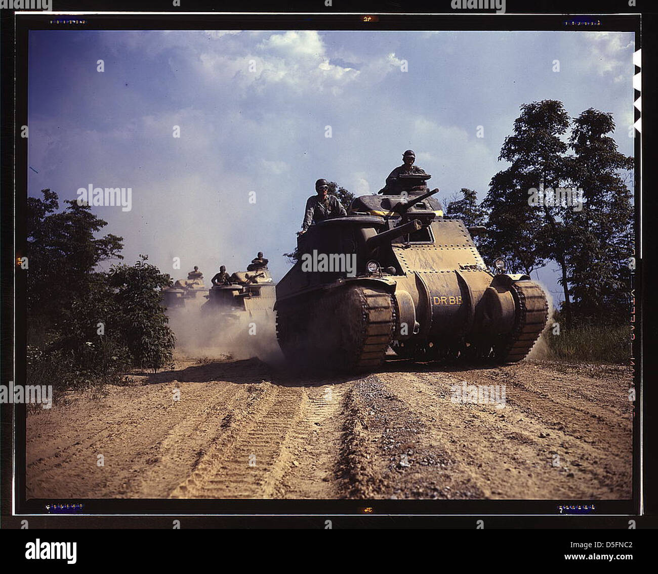 This 1942 photograph shows M-3 Lee tanks in action at Fort Knox ...