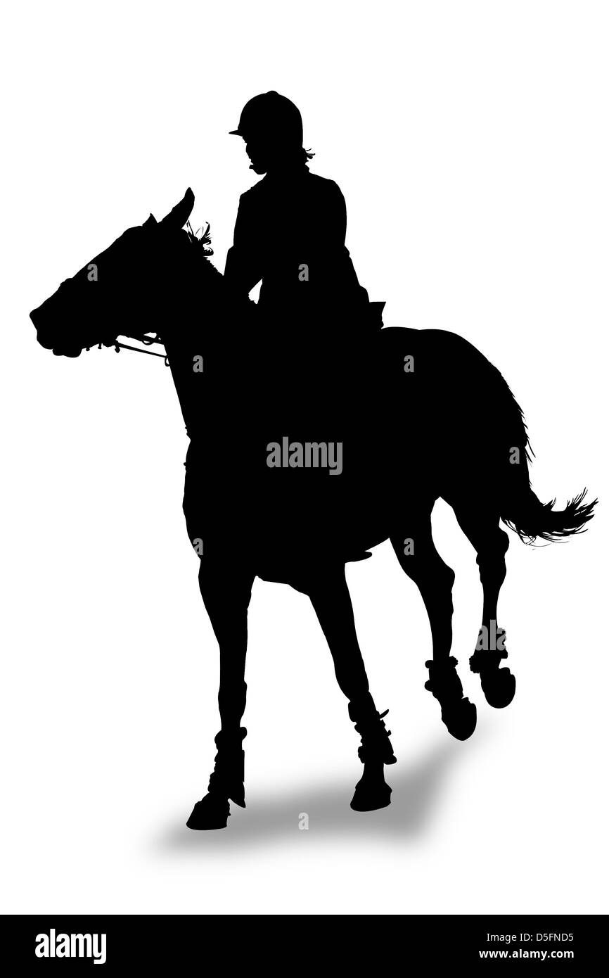 Rider's silhouette on white background Stock Photo - Alamy