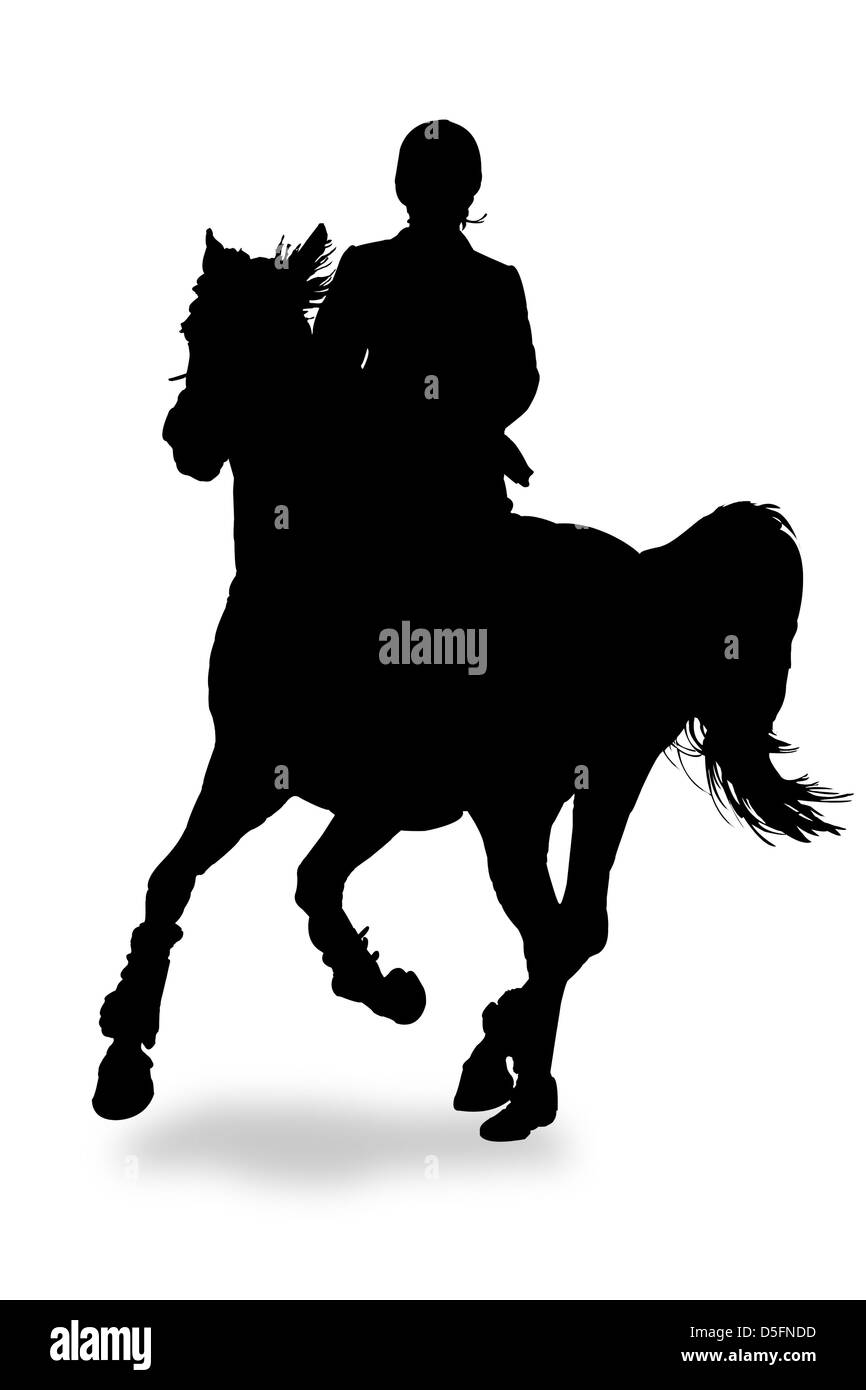 Rider's silhouette on white background Stock Photo - Alamy