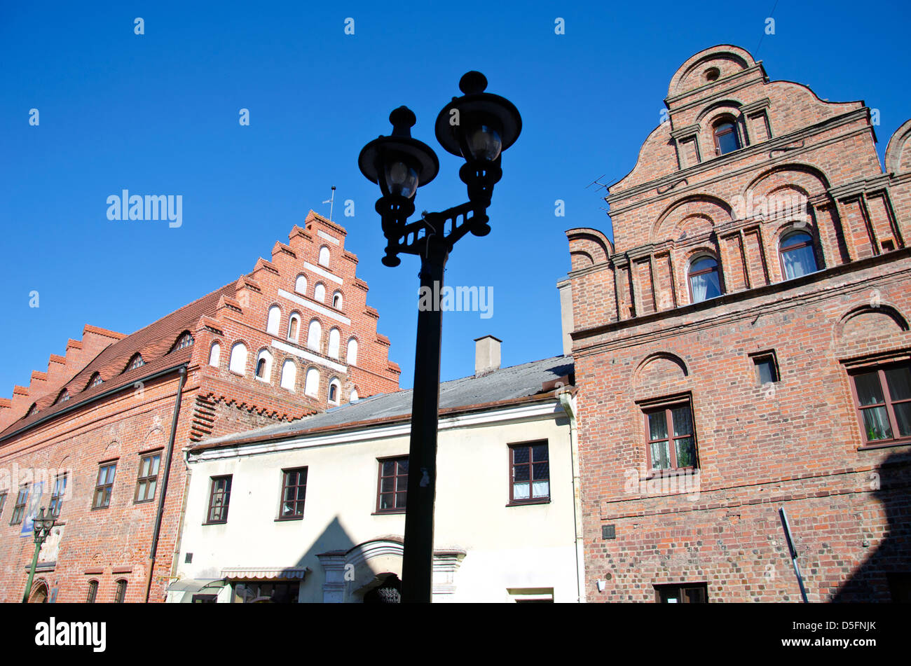 old town street fragment with historical house in Kaunas, Lithuania ...