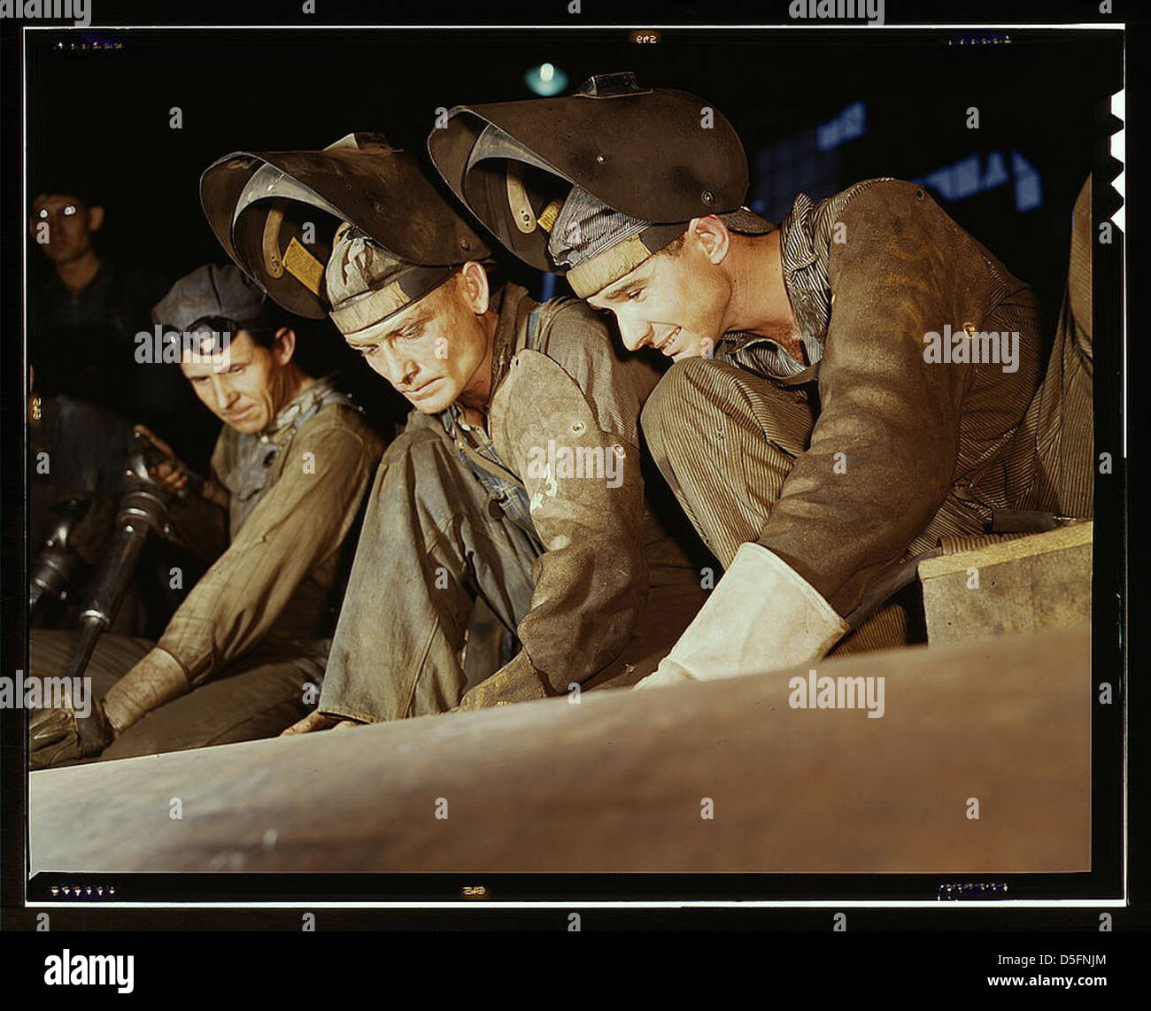 A photograph from June 1942 showing welders constructing boilers at ...