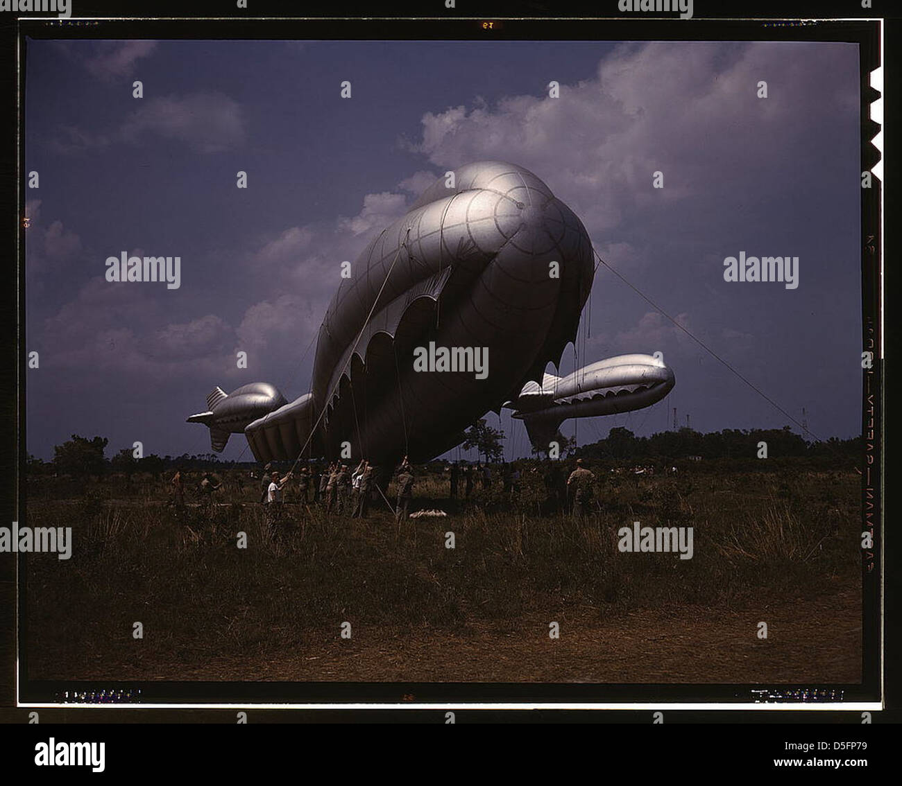 Barrage balloons are seen at Parris Island, South Carolina, in this ...