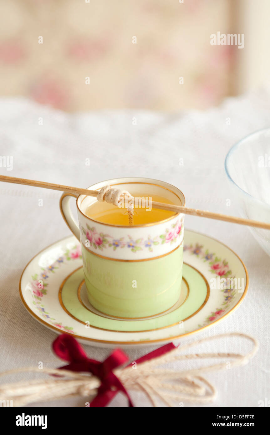 Tea cup candle making step-by-step 3. Aynsley tea/coffee cup with ...