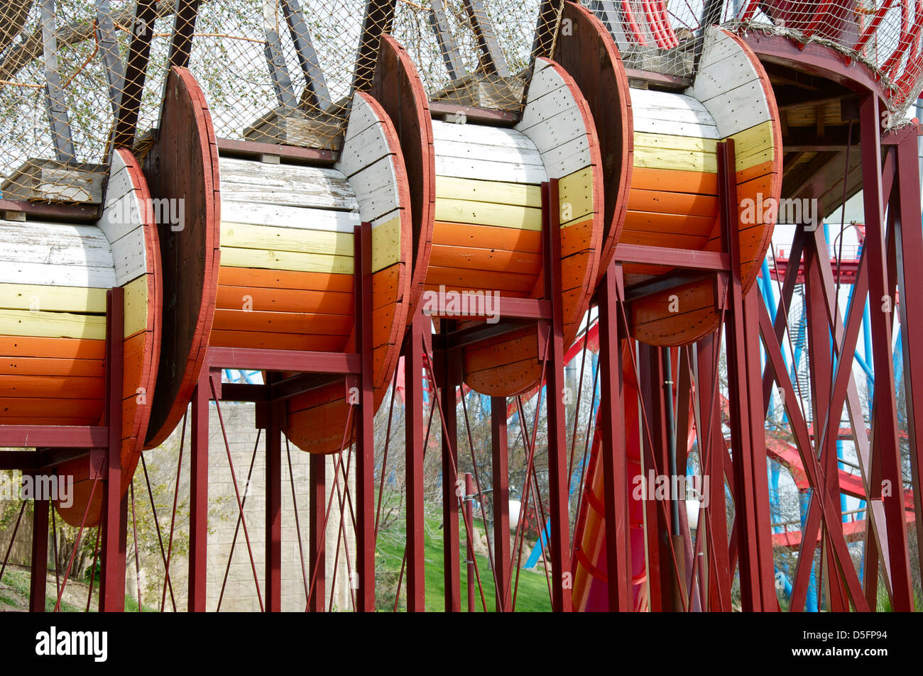 Orange and red details of a building Stock Photo - Alamy