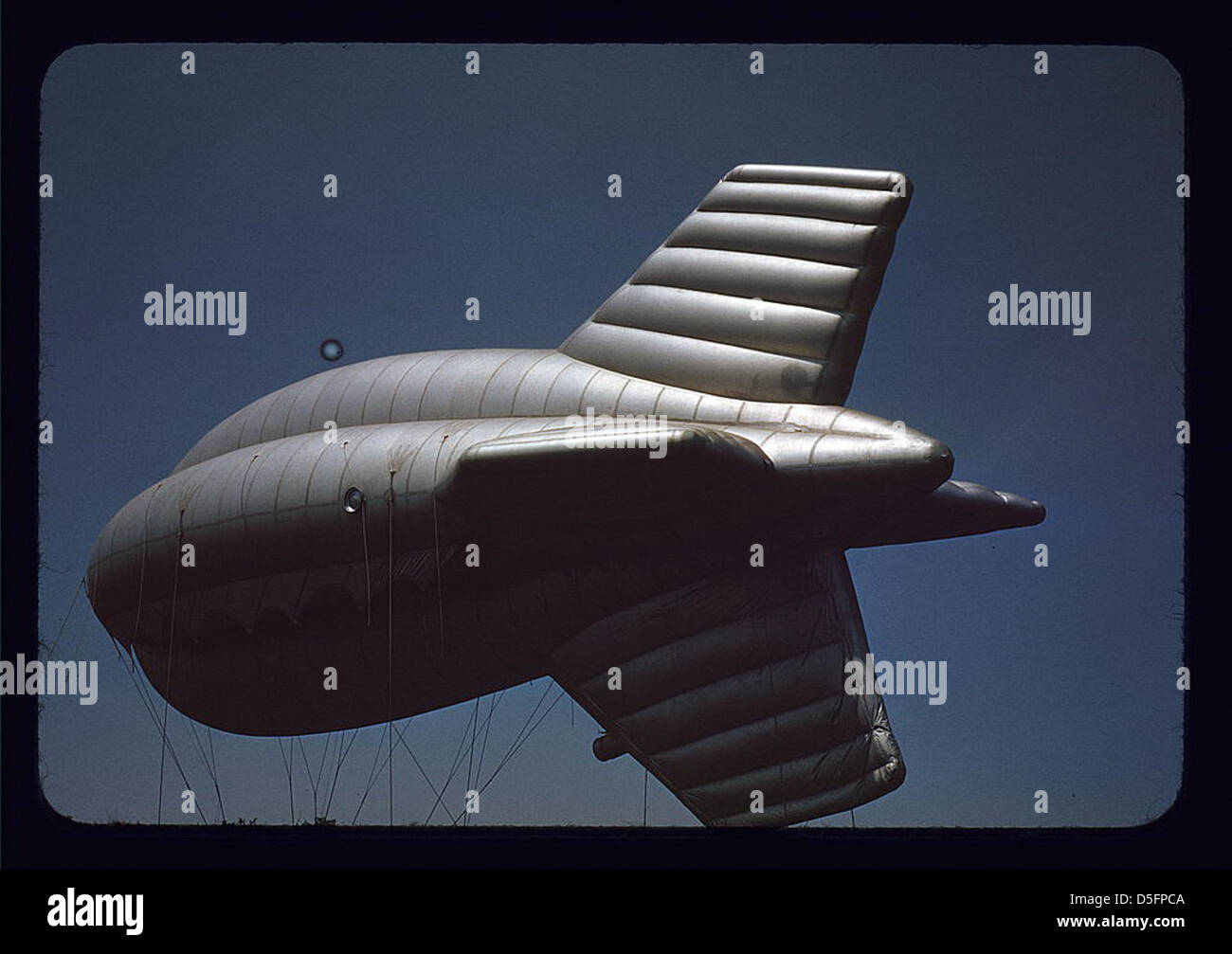 A historical photograph of Marine Corps barrage balloons at Parris ...