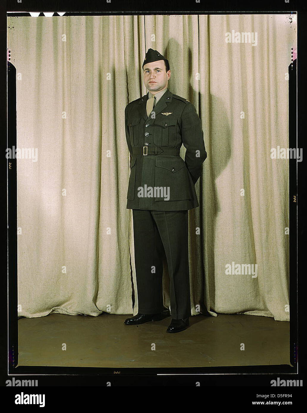 A portrait of a U.S. Marine Corps major in winter uniform during World ...