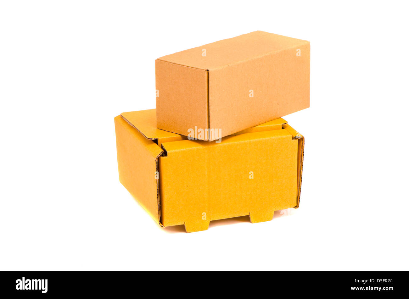 two cardboard package boxes isolated on white Stock Photo - Alamy