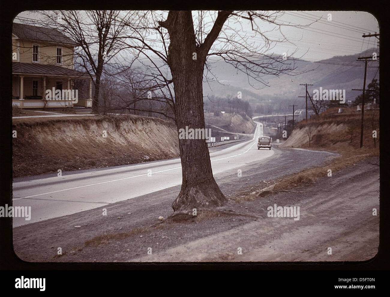 A photograph from the 1940s showing a road leading out of Romney, West ...