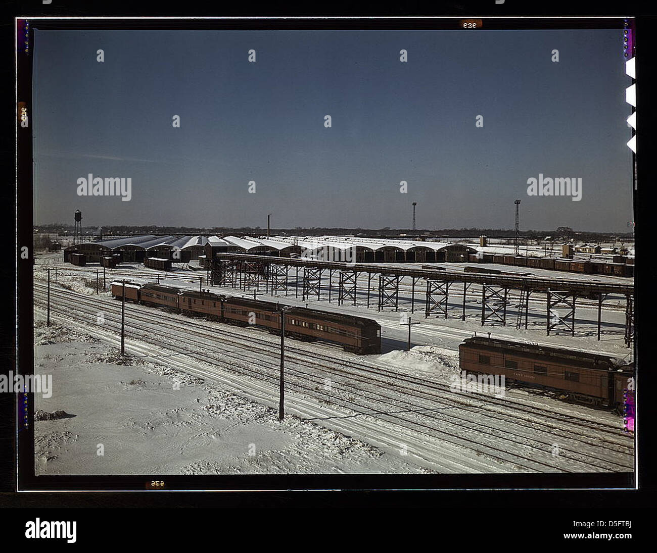 A scene depicting the freight house at a Chicago and Northwestern ...