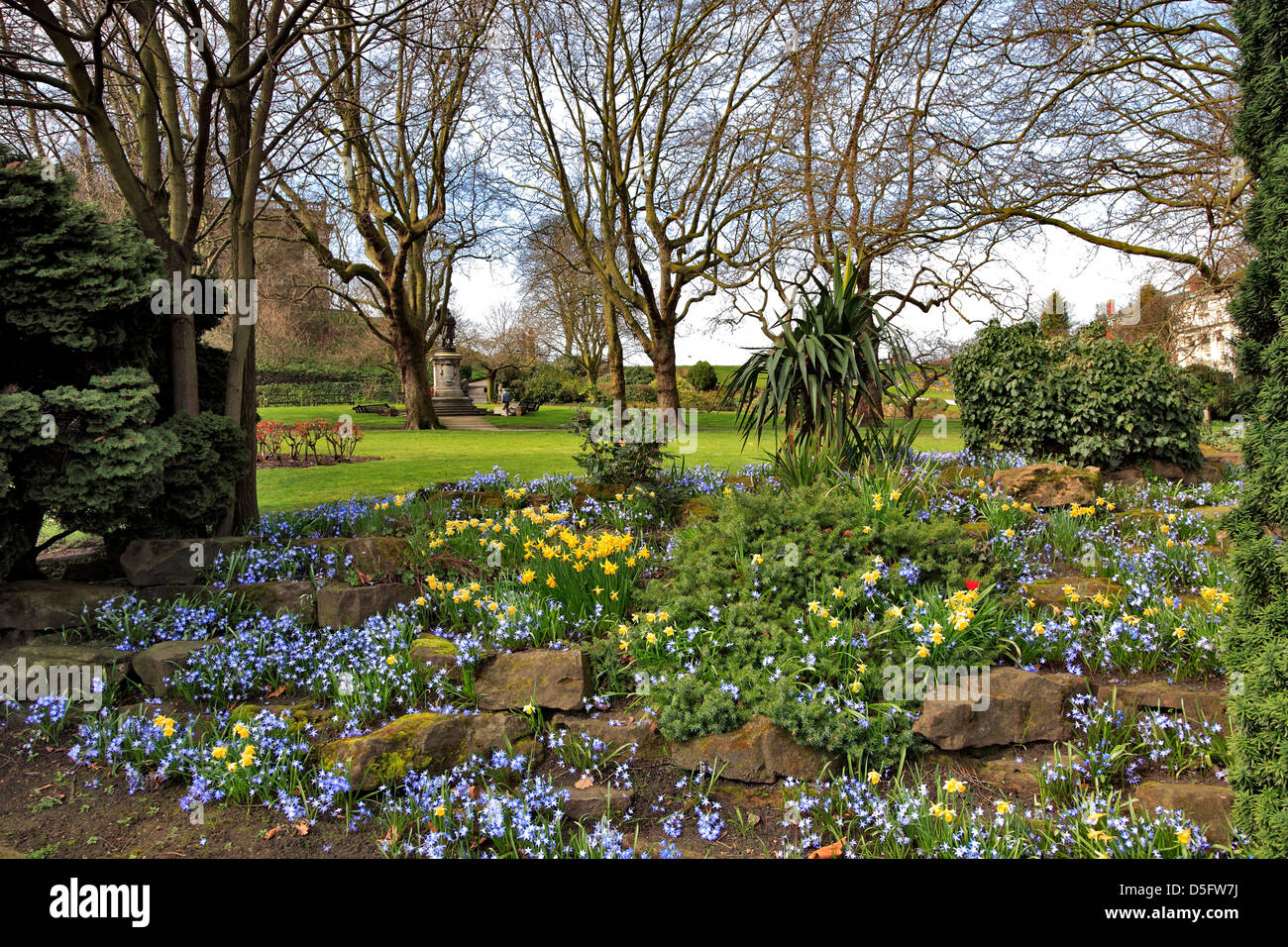 Spring flowers, Nottingham Castle, Nottingham city centre ...