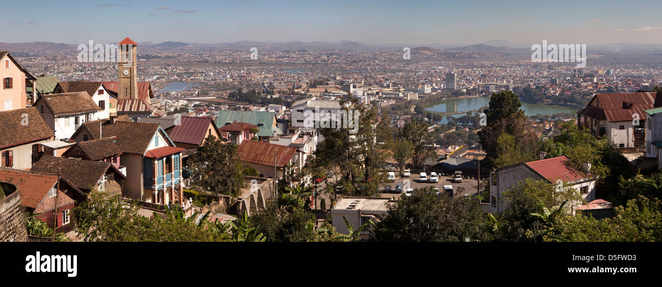 Madagascar, Antananarivo, panoramic view looking down onto town from ...