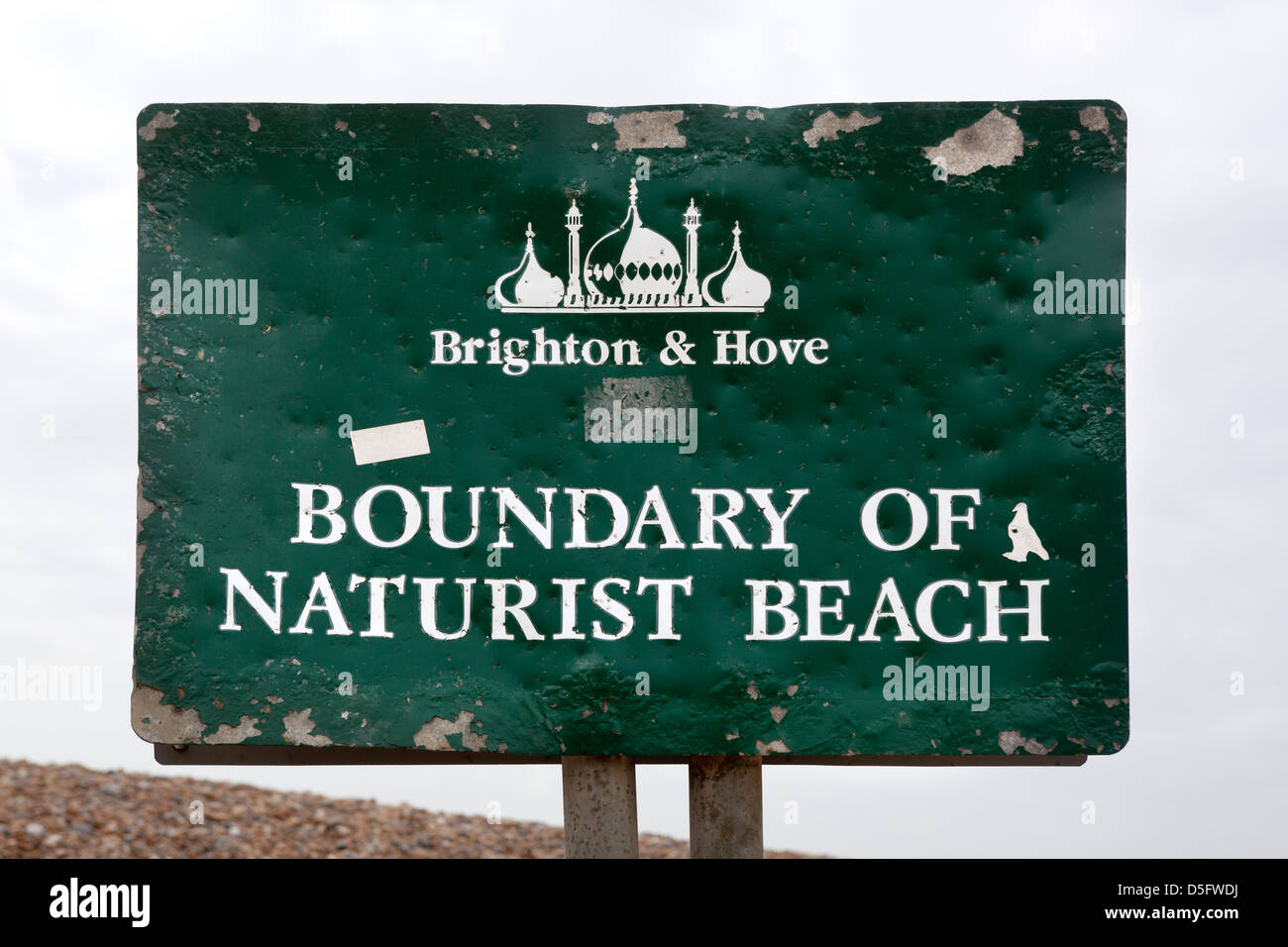 Boundary Sign Nudist Beach Brighton Stock Photo - Alamy