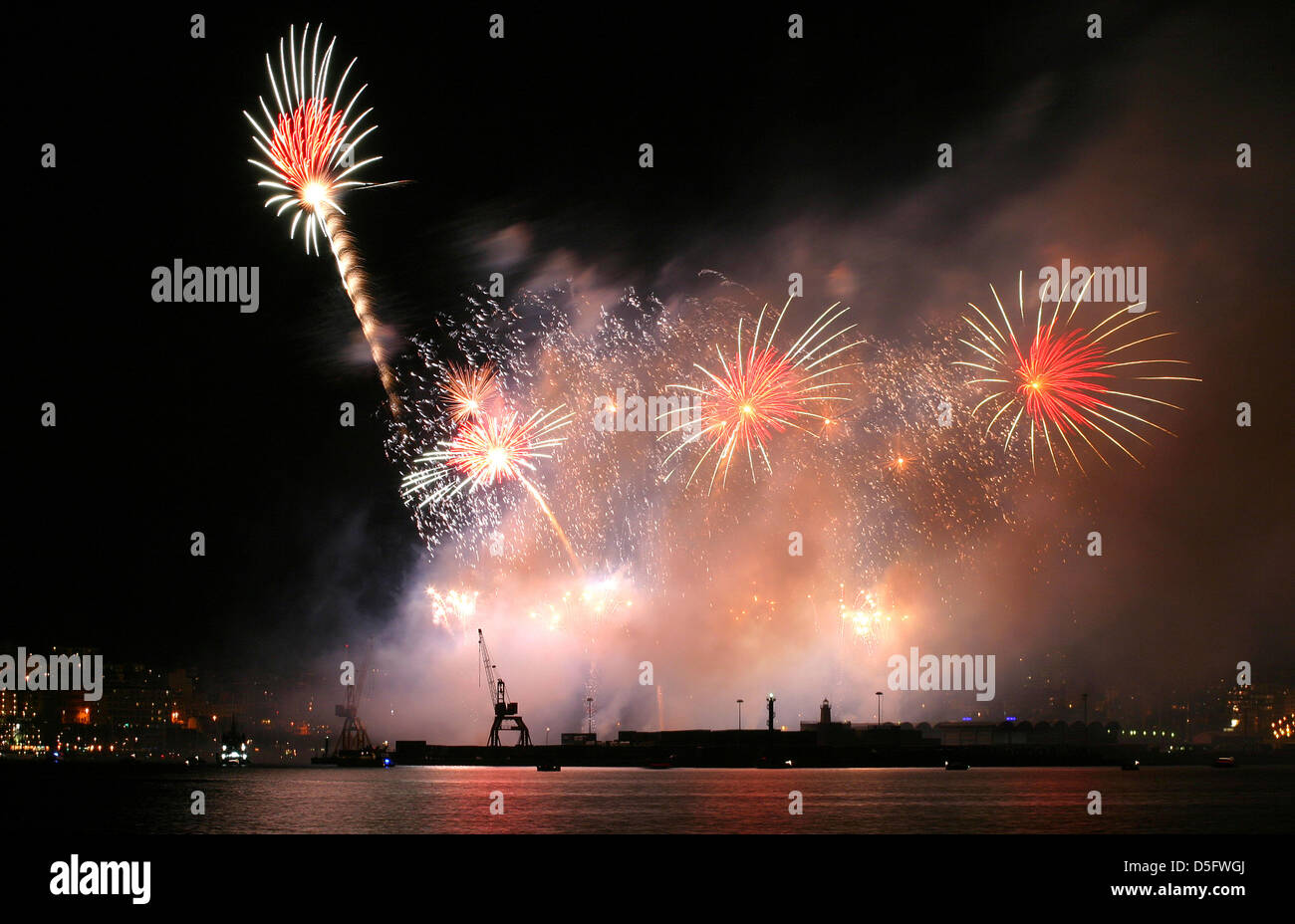 Fireworks are seen over Palma de Mallorca´s port during the celebration ...