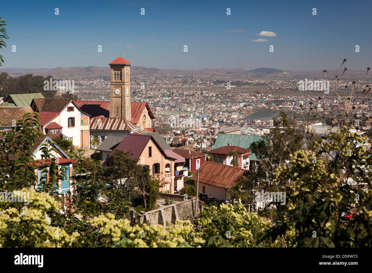Madagascar, Antananarivo, elevated view looking down onto town from ...