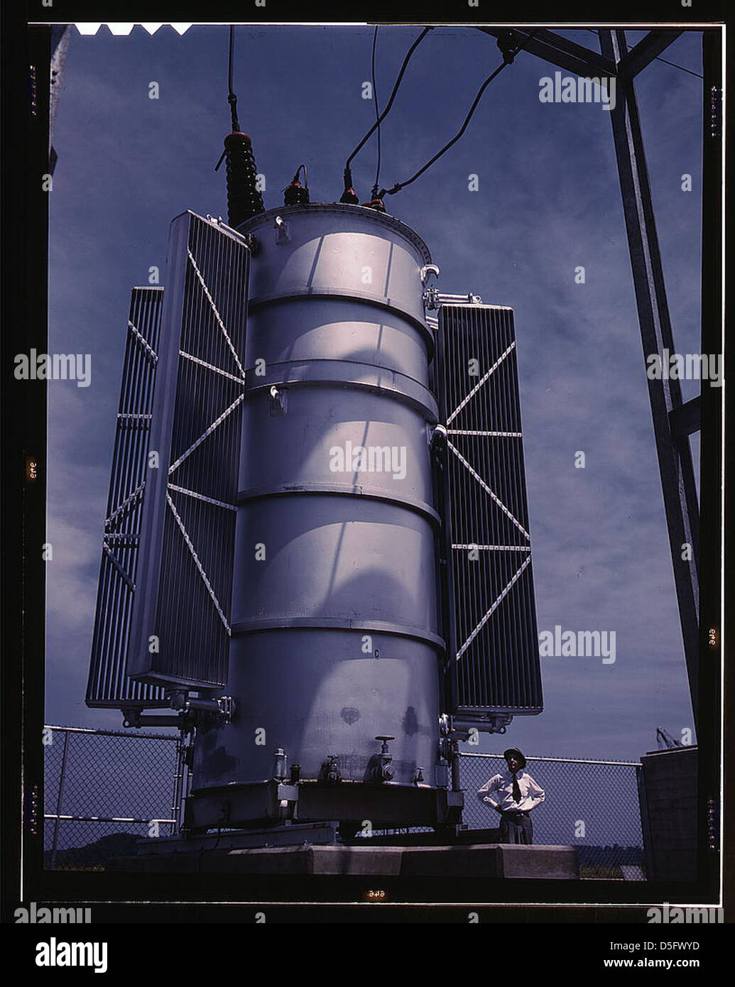 A photograph from 1942 showing a transformer at the Chickamauga Dam in ...