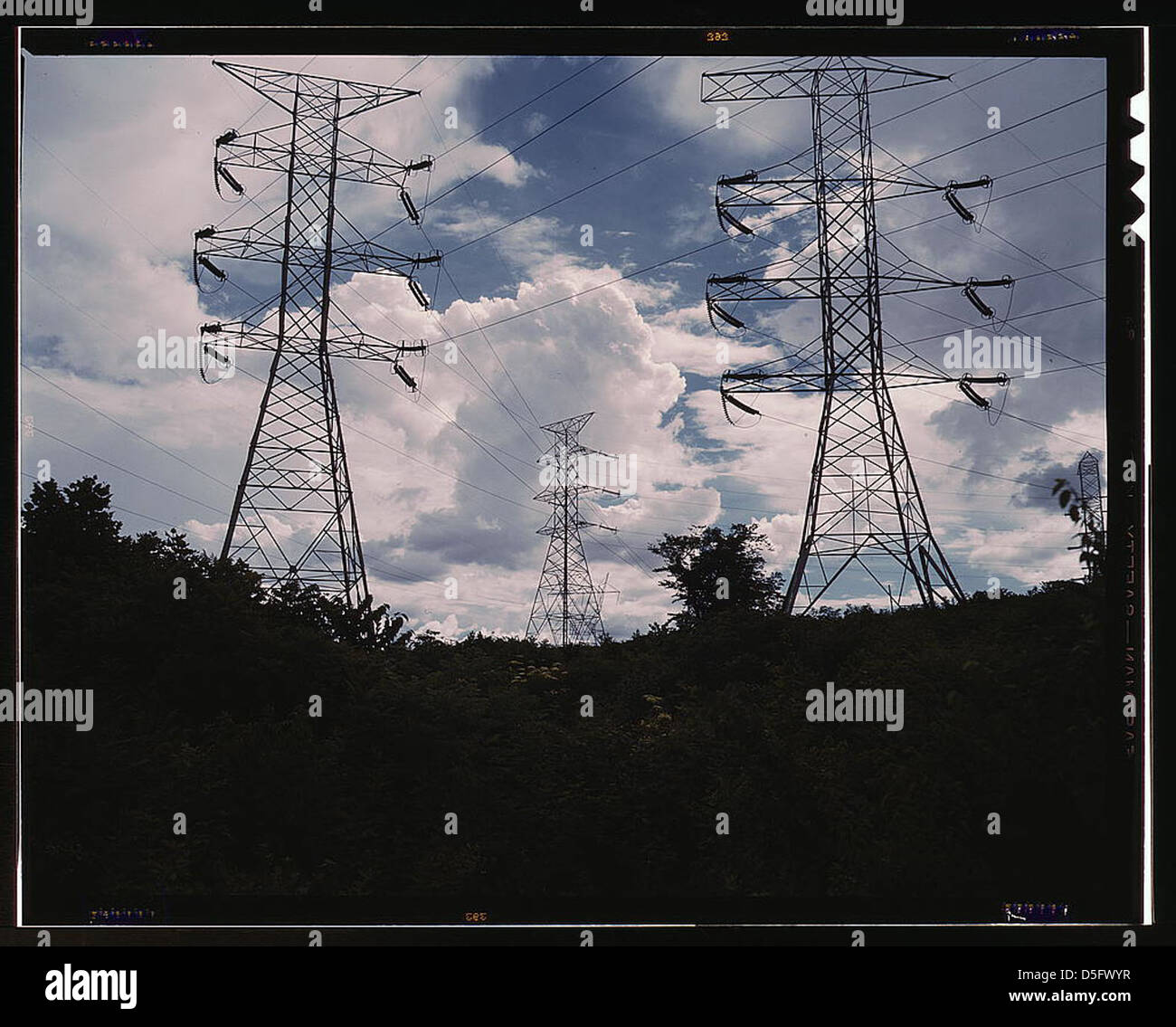 Transmission towers and high-tension lines from the TVA's Wilson Dam in ...