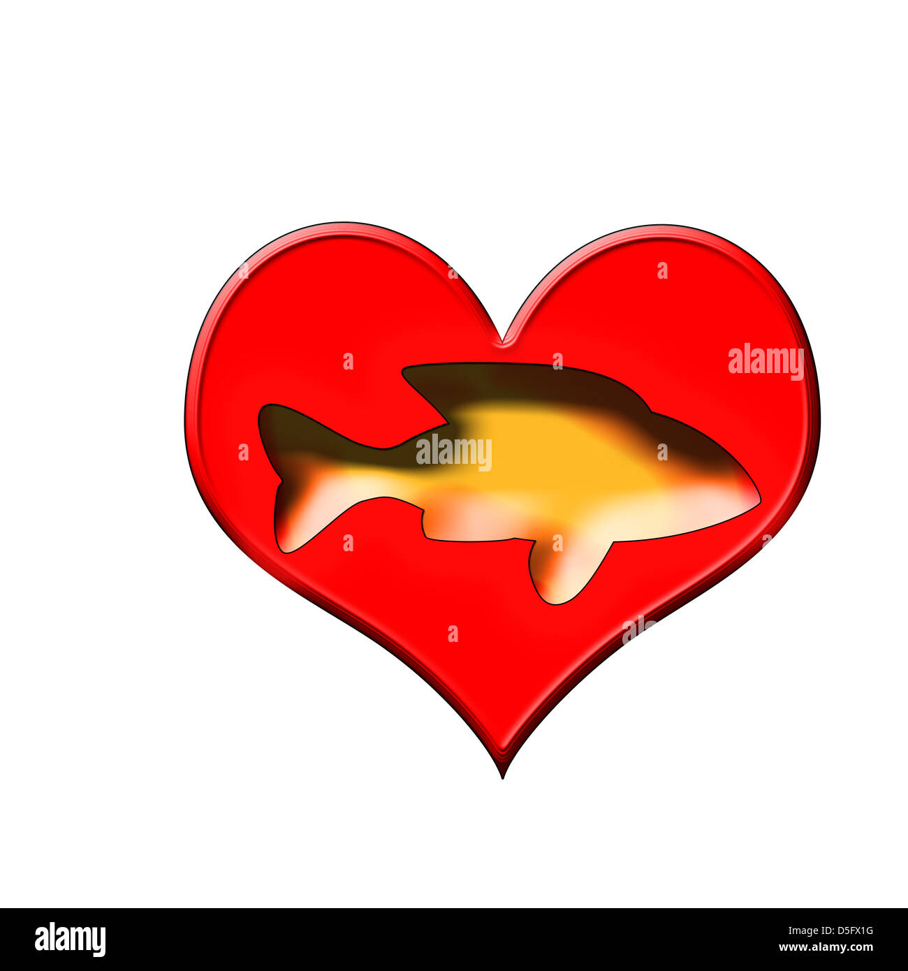 this heart and fish for lover fishing Stock Photo - Alamy