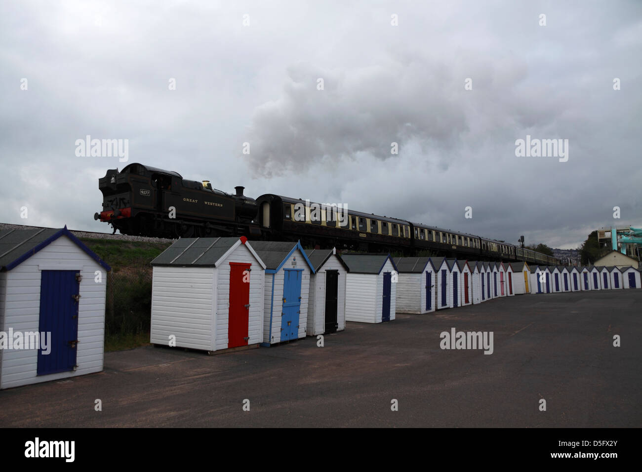 Steam Train along Seafront at Paignton Stock Photo - Alamy