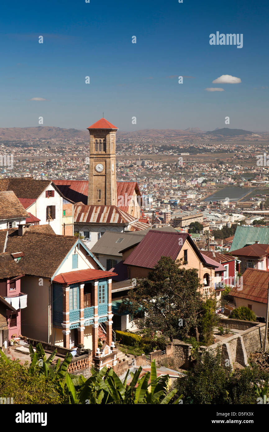 Madagascar, Antananarivo, elevated view looking down onto town from ...