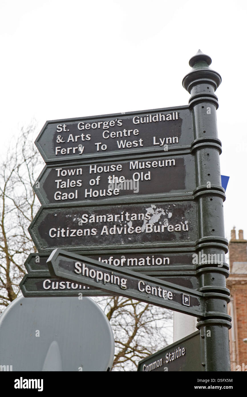 A Street information sign in Kings Lynn Norfolk Stock Photo - Alamy