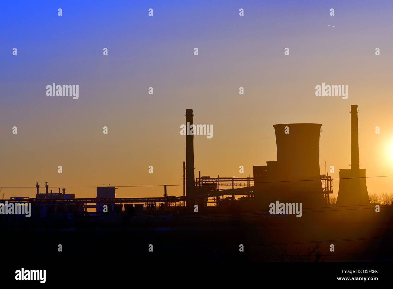 Industrial sunset shoot in spring time Stock Photo - Alamy