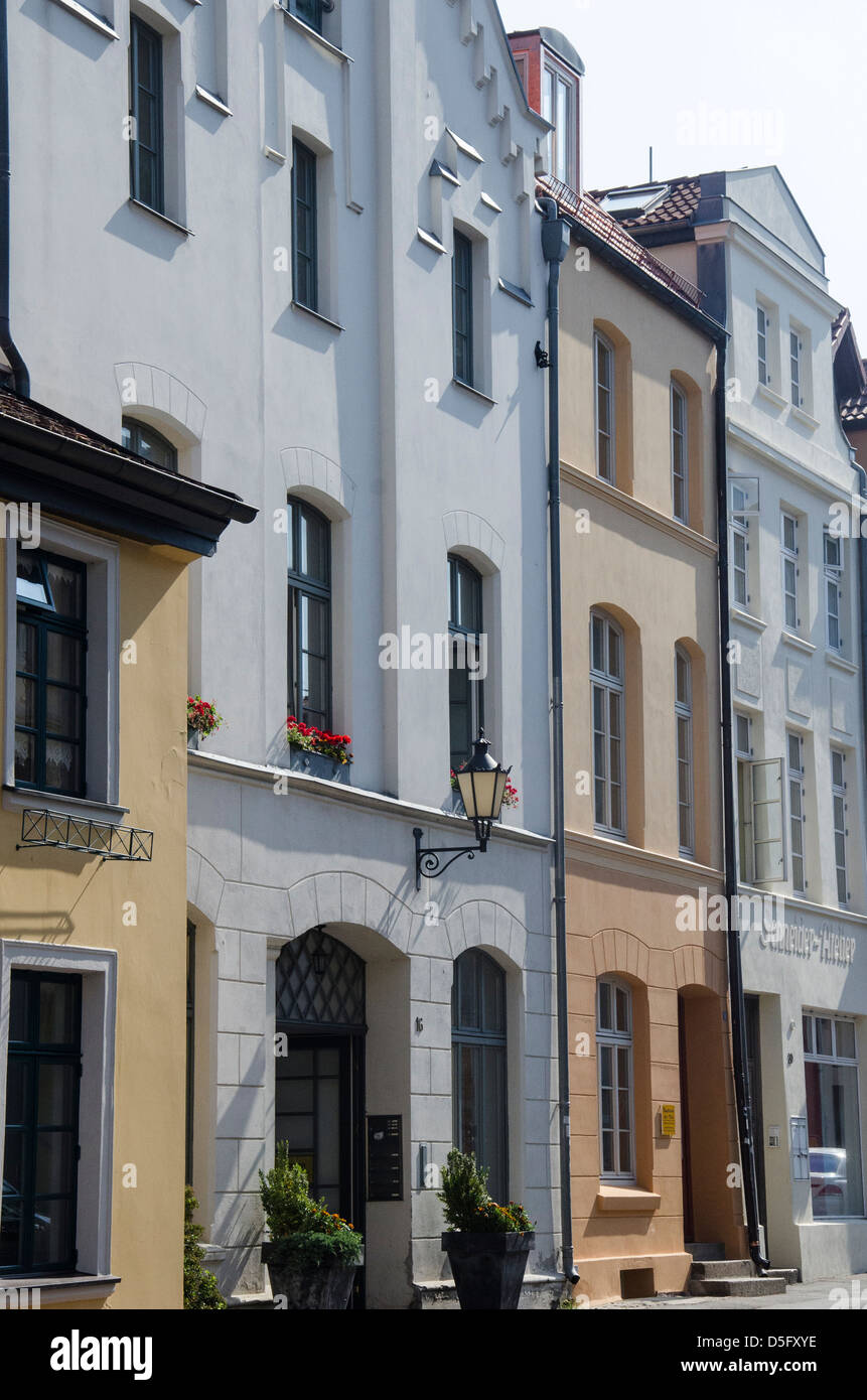 House wall front facing town square Stock Photo - Alamy