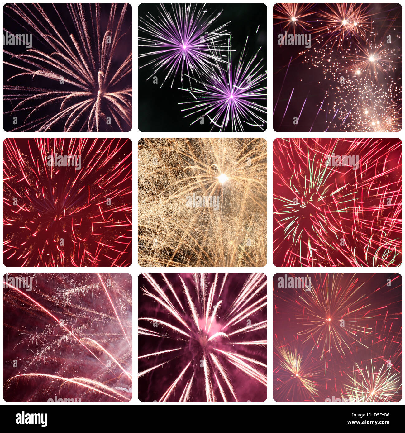 collage with close ups of fireworks Stock Photo - Alamy
